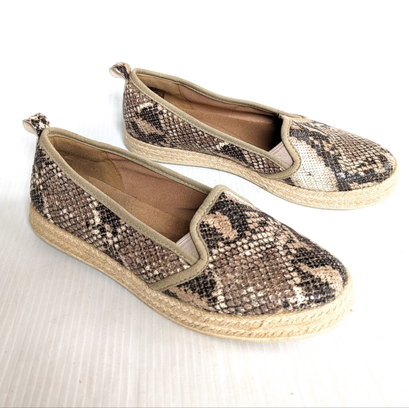 Clarks | Shoes | Clarks Snakeskin Espadrille Platform Loafers | Poshmark